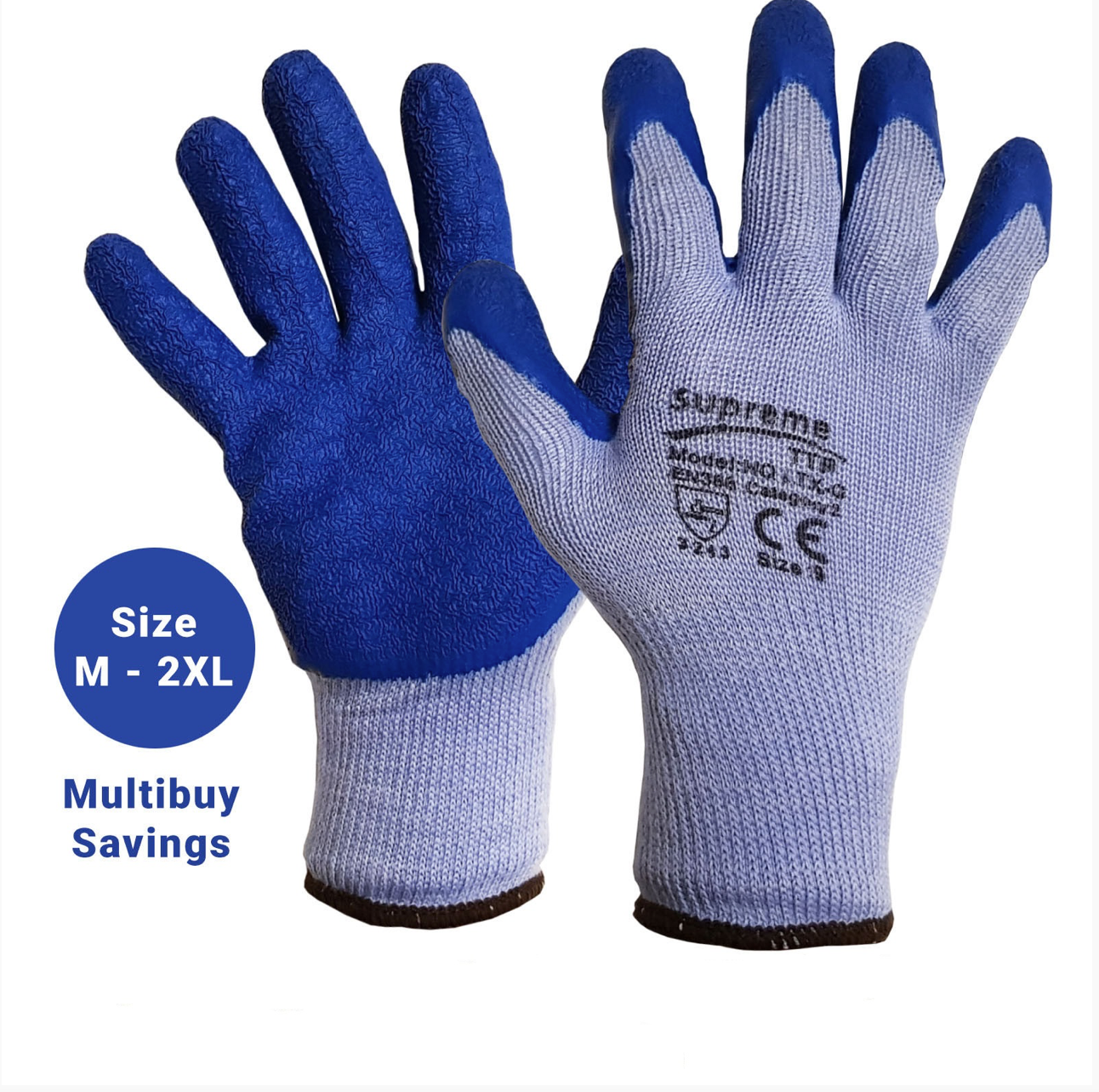 Supreme TTF Latex Coated Nylon Rubber Work Gloves Builder Gardening ...