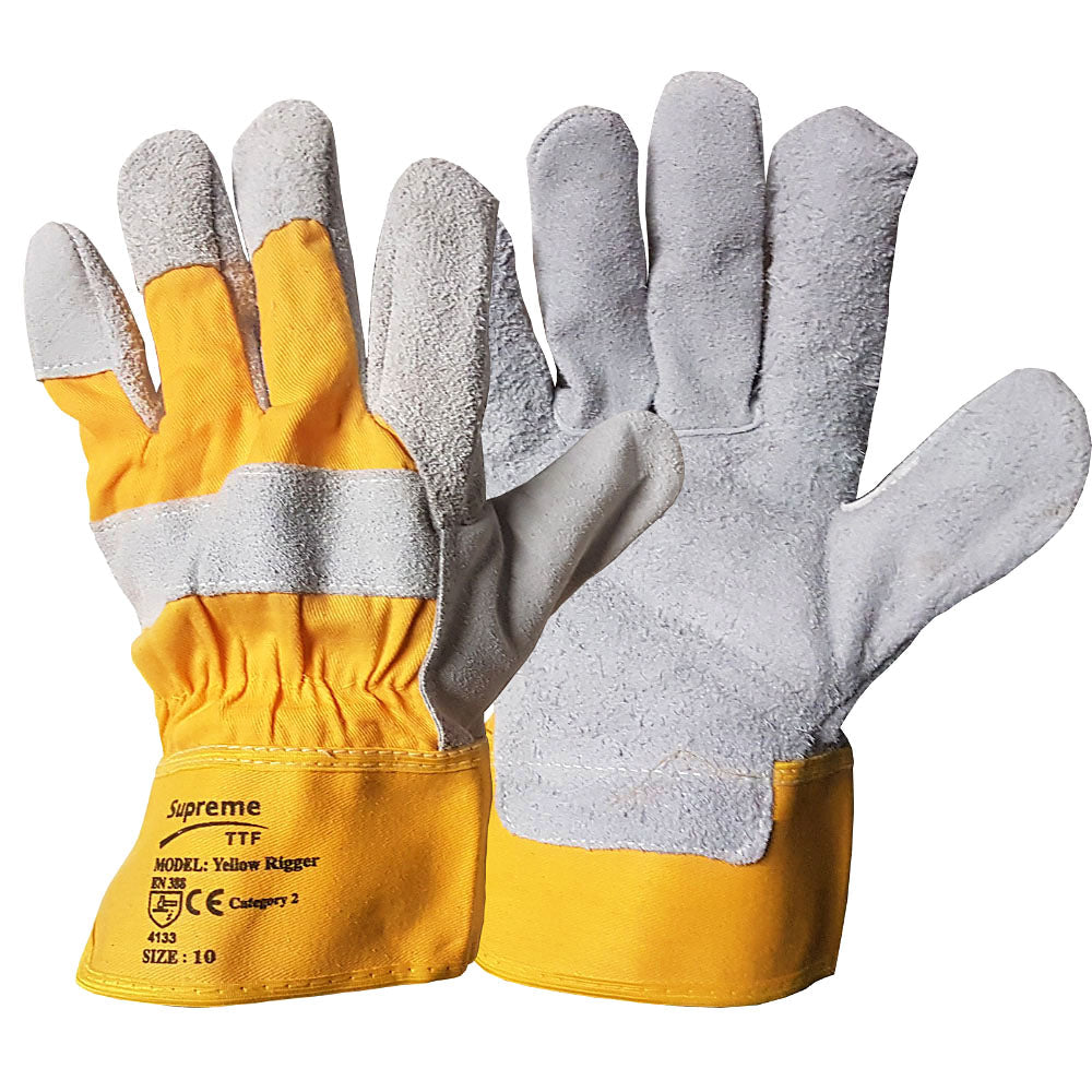 Supreme TTF Yellow Canadian Leather Rigger Gloves | Greener Workwear